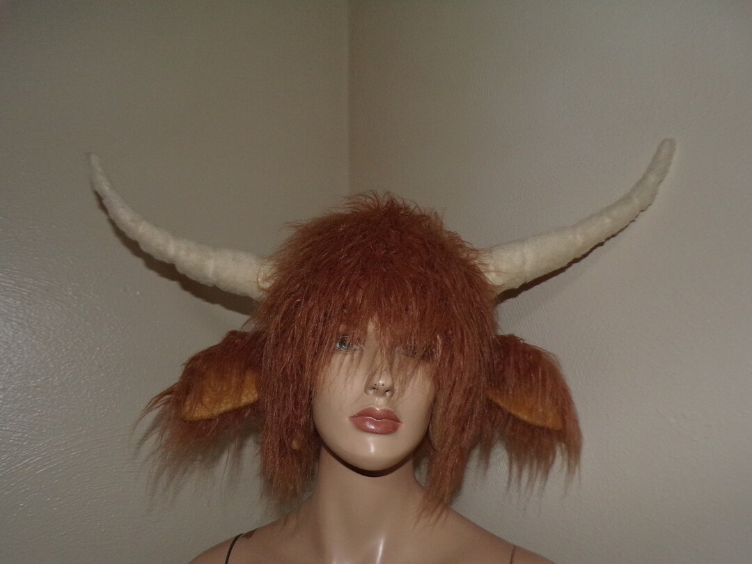 Highland Cow Hat Wild Thing Beast Hat Fur Horned Halloween - Etsy