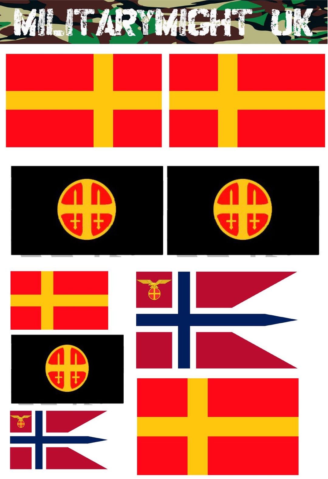1/16 1/18 3.75" Figures WW2 Norway Quisling Government Flags Decals ...