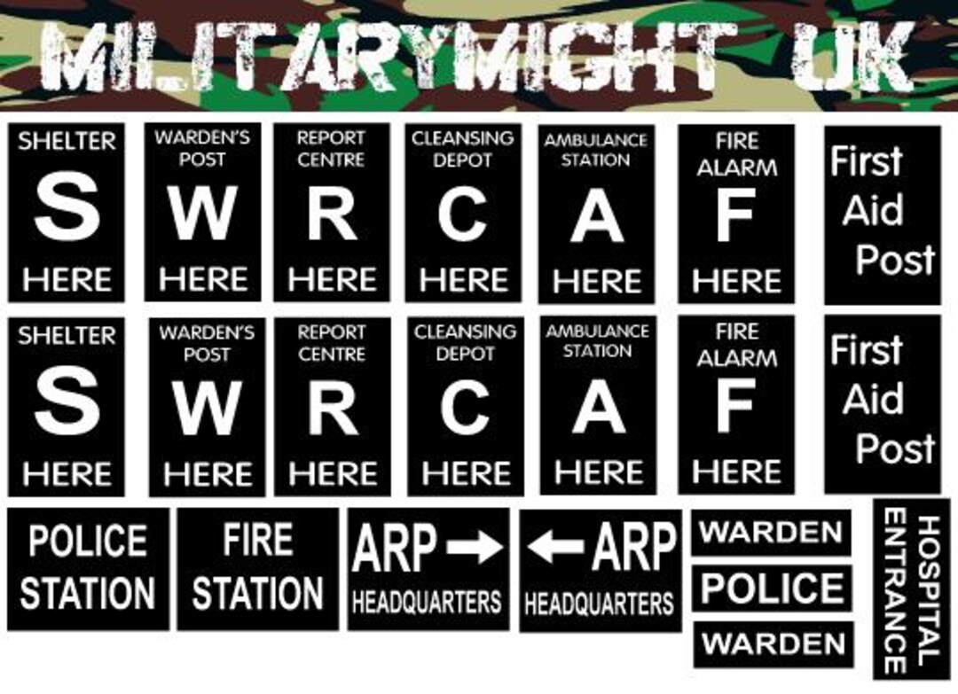1 16 1 18 Scale WW2 British ARP Blitz Signs Posters Decals Set 2 ...