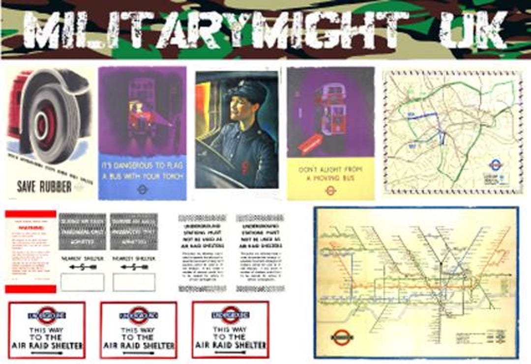 1 32 1 35 Scale WW2 British Transport for London the Blitz Signs ...