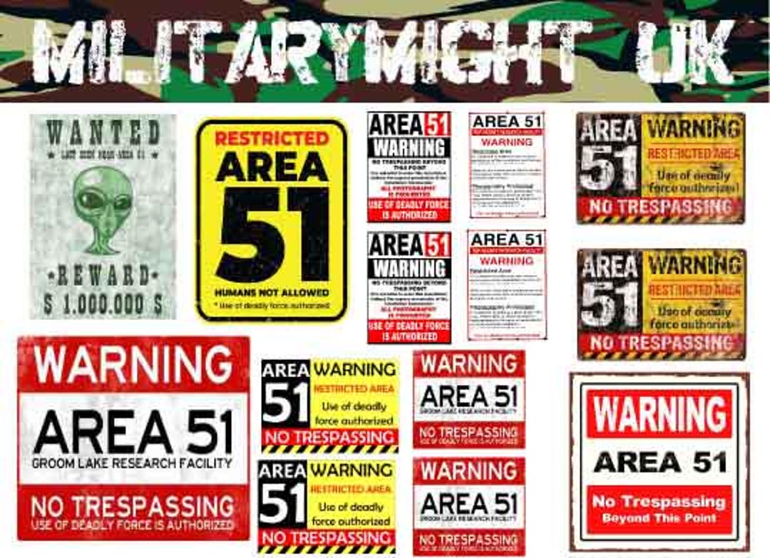1 16 1 18 Scale Area 51 Enamel Signs Posters Diorama Modelling Decals ...