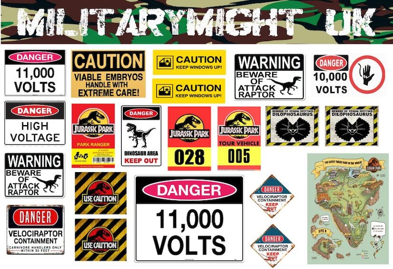 1 32 1 35 Scale Jurassic Park Signs Set Diorama - Etsy