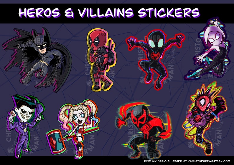 Heroes & Villains Stickers - Etsy