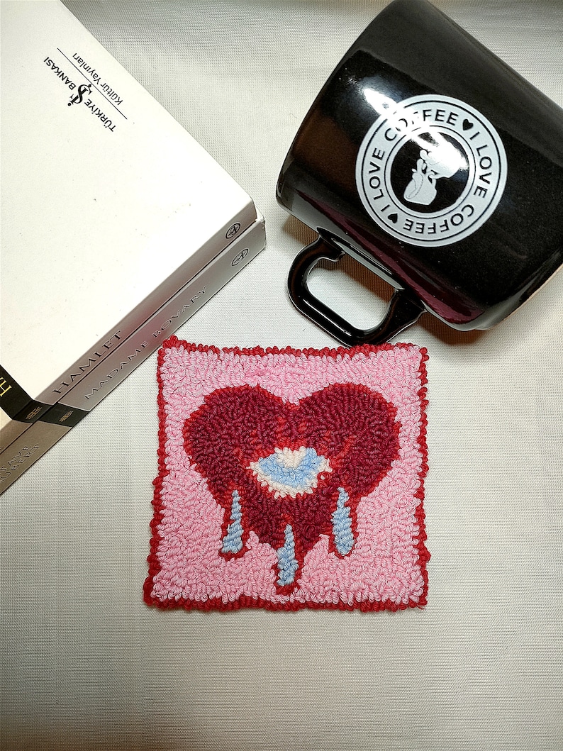 Heart Blue Eye Punch Needle Coasters,punch Needle Coasters ...