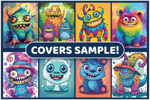 200 Cute Monsters Coloring Pages for Kids | 20 Premium Covers | PNG ...