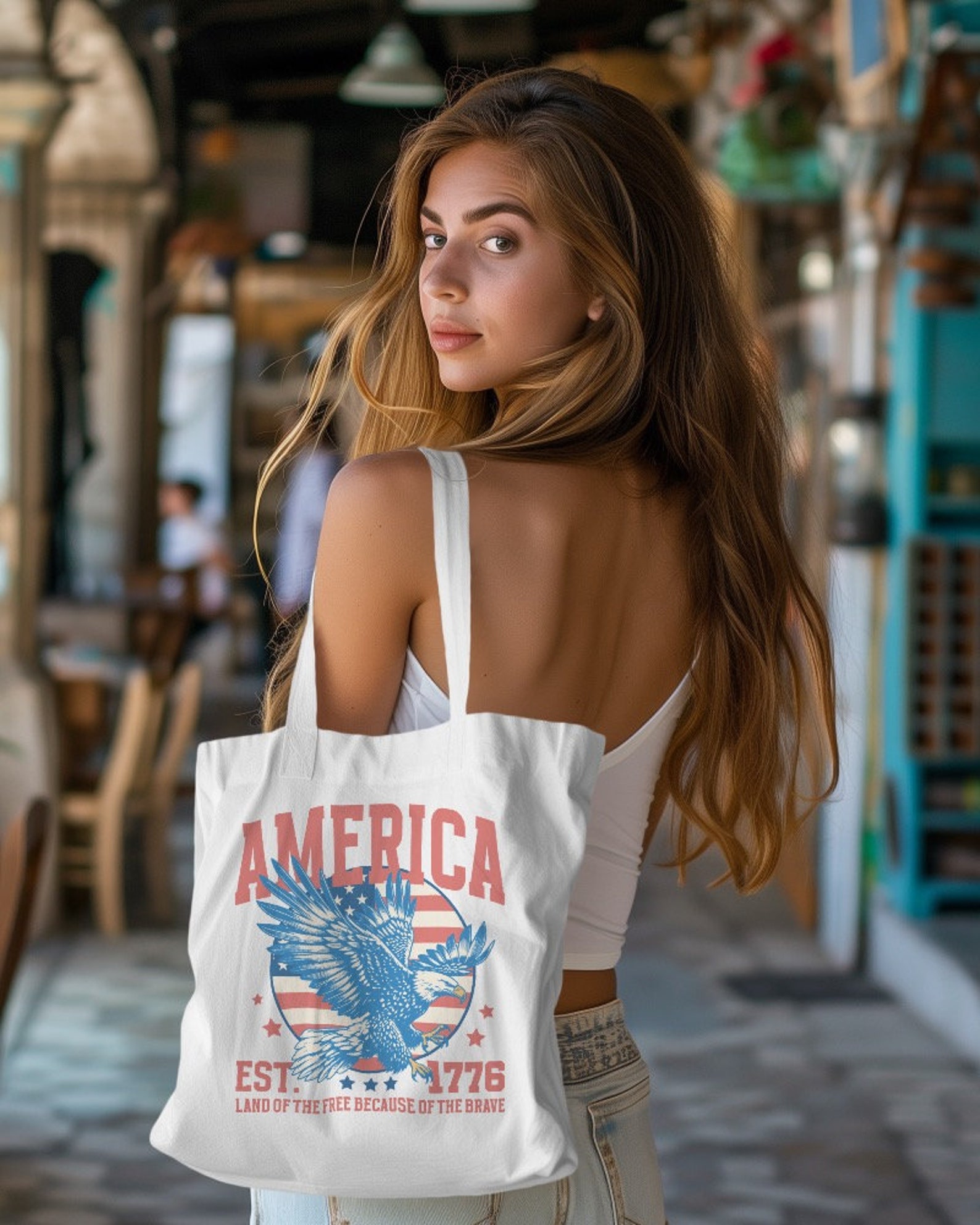 Vintage 4th July Land of the Free Because of the Brave Design ...