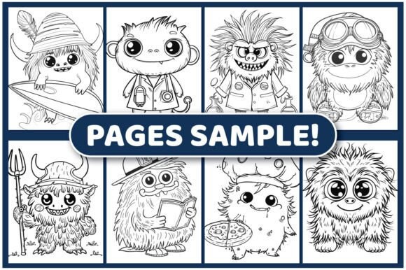 200 Cute Monsters Coloring Pages for Kids | 20 Premium Covers | PNG ...