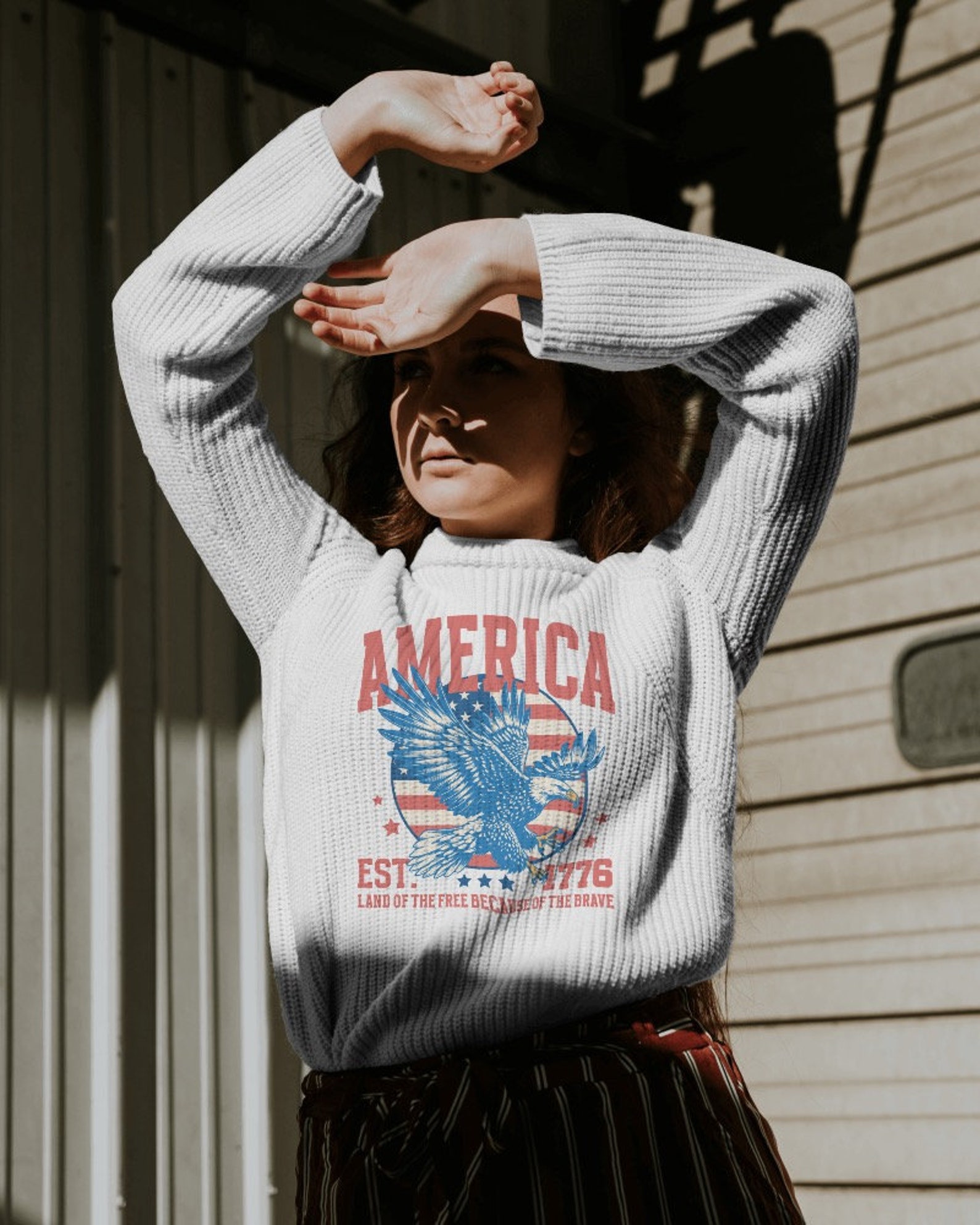 Vintage 4th July Land of the Free Because of the Brave Design ...