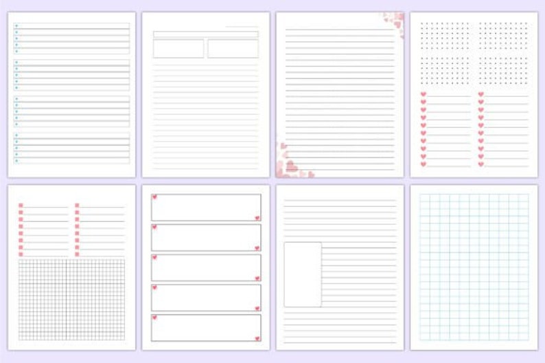 Printable Notebook Paper Bundle Canva | Editable Templates ...
