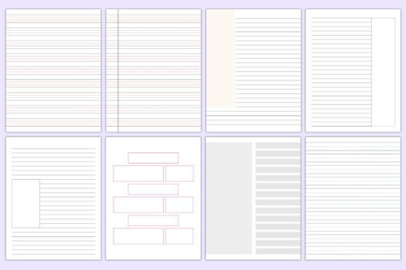 Printable Notebook Paper Bundle Canva | Editable Templates ...