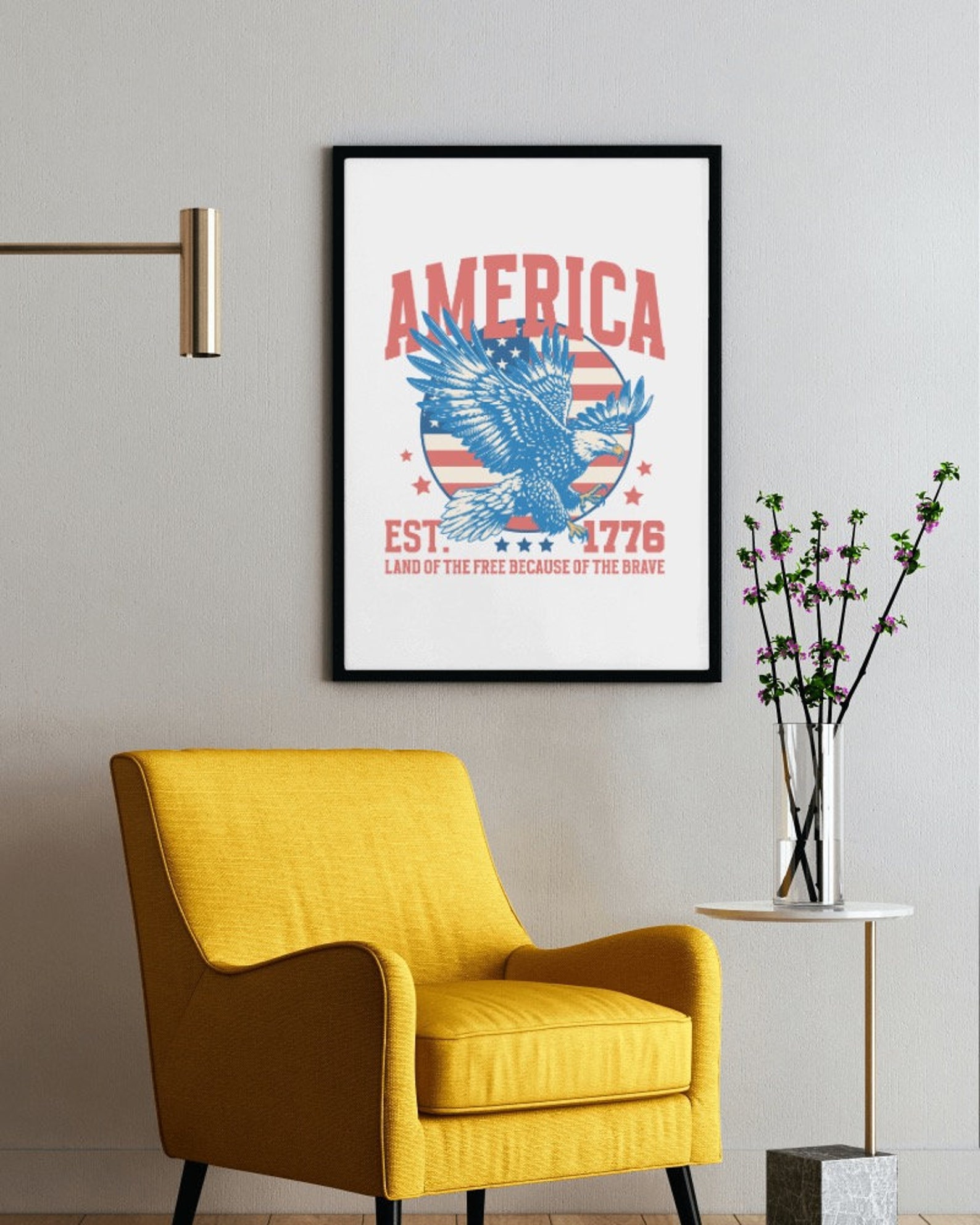 Vintage 4th July Land of the Free Because of the Brave Design ...