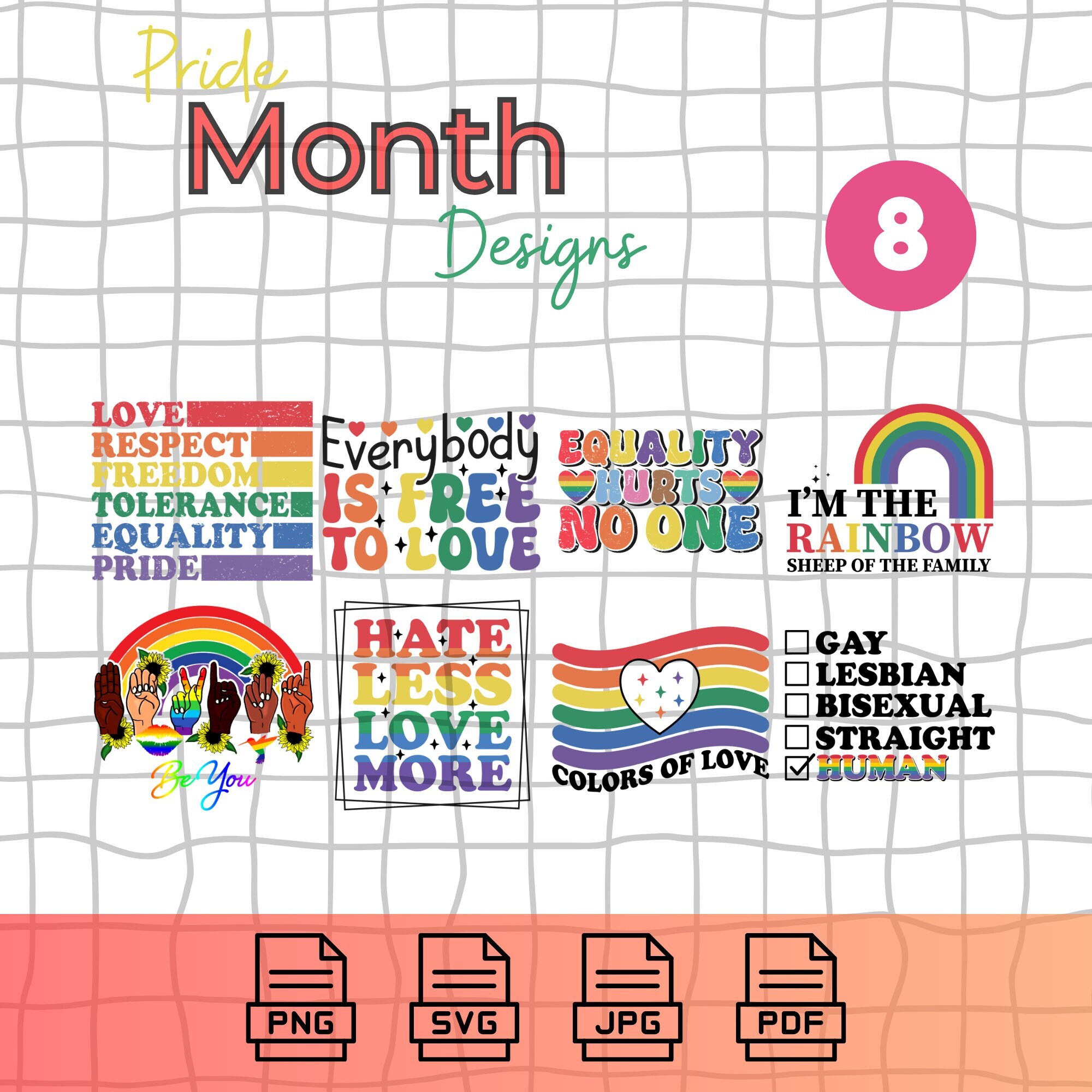 8 LGBTQ Pride Month Design Bundle | SVG | Png | JPG | Pdf | Digital Cut ...