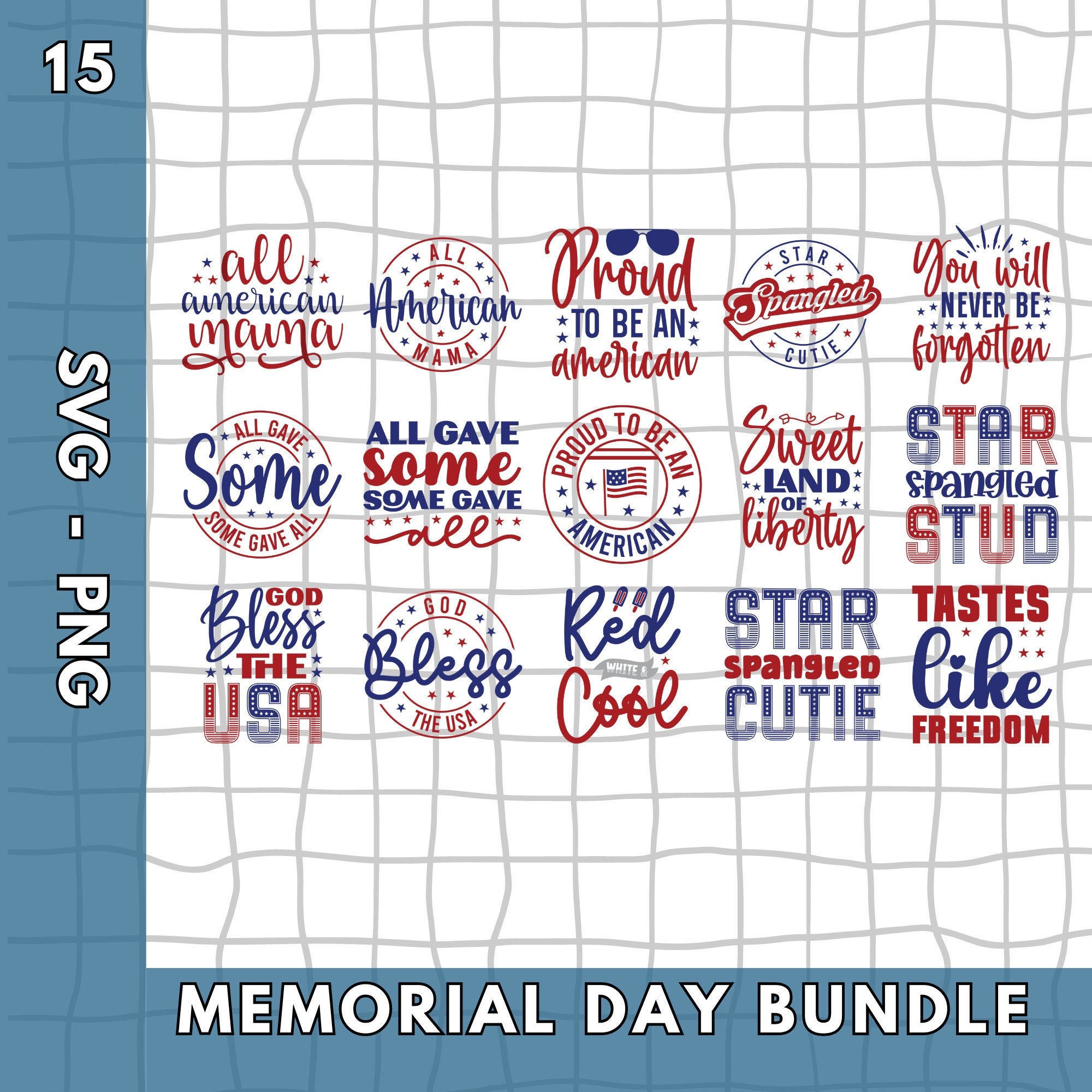 15 Memorial Day Designs | PNG | SVG | Bundle - Etsy