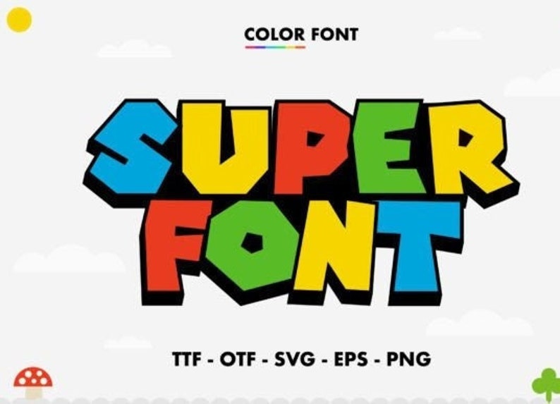 Super Font | Fun Color Font | TTF | OTF | SVG | Eps | Png | Digital ...
