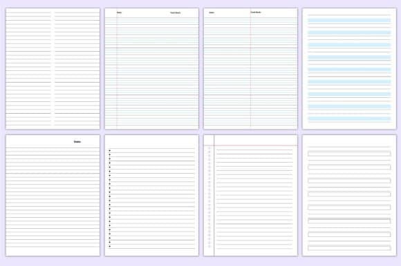 Printable Notebook Paper Bundle Canva | Editable Templates ...