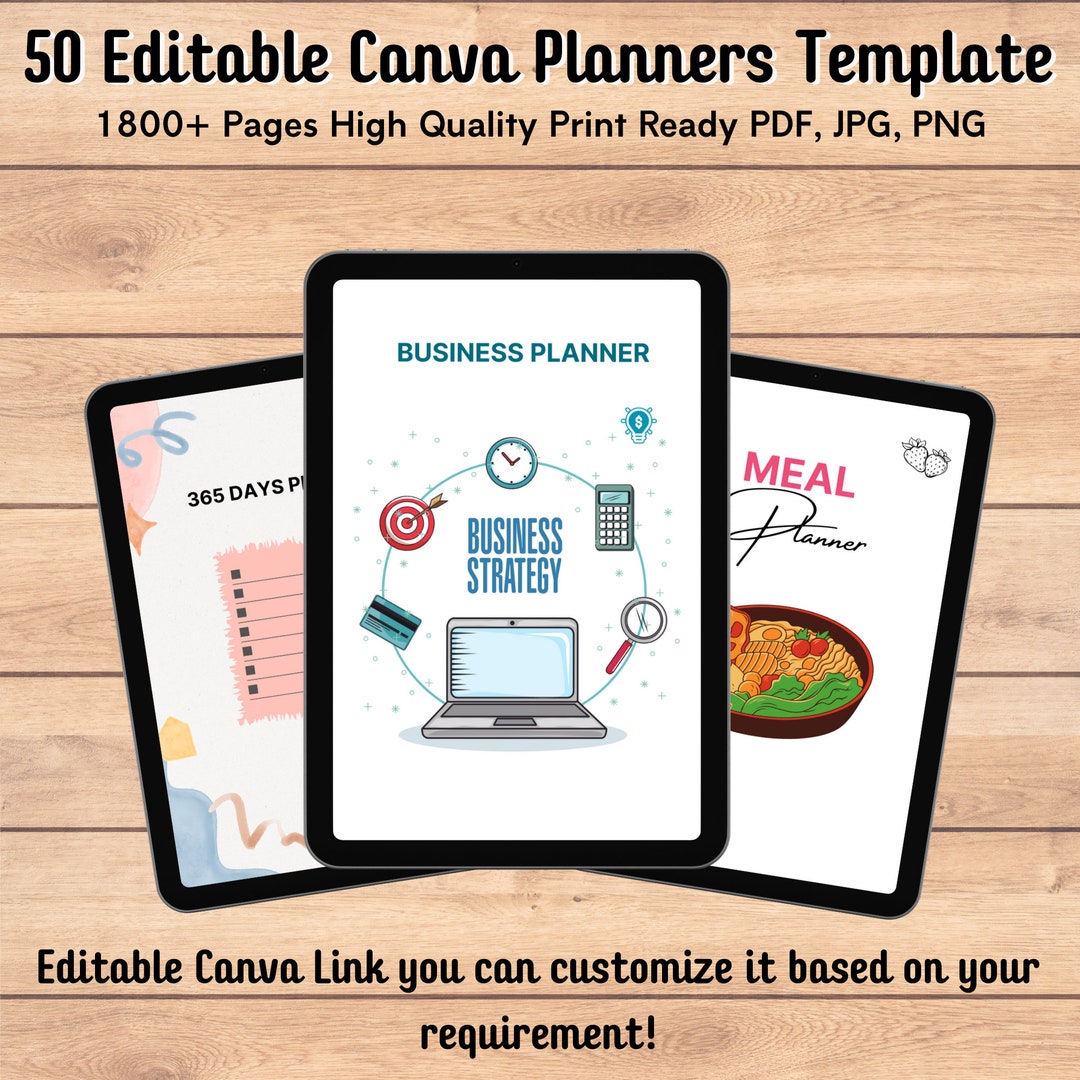 50 Editable Canva Planners Template | High Quality Print Ready PDF, JPG ...