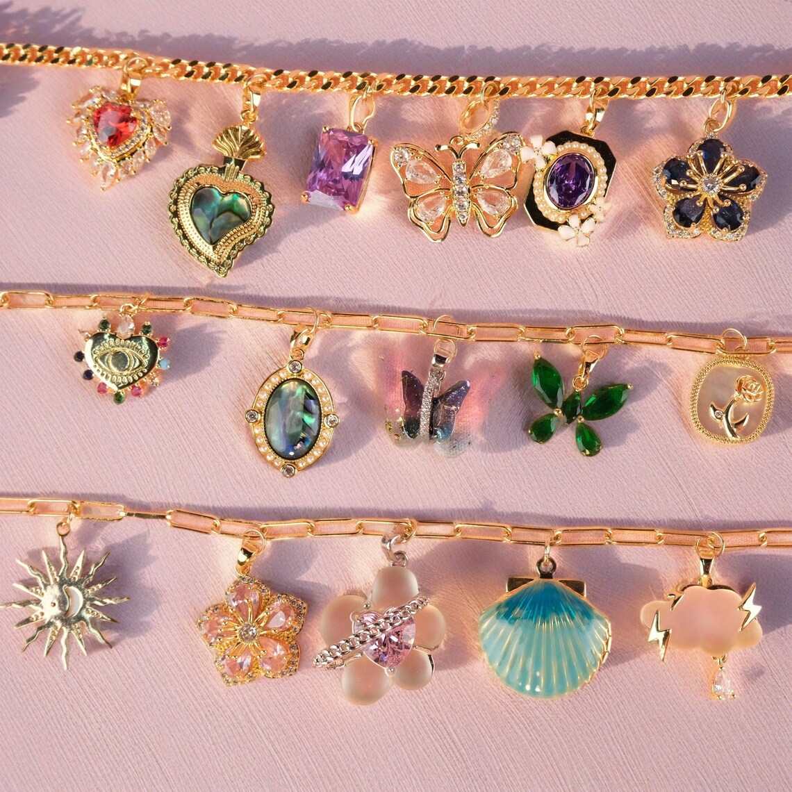 Design Your Own Charm Bracelet, Vintage Gold Charm Bracelet, Custom ...