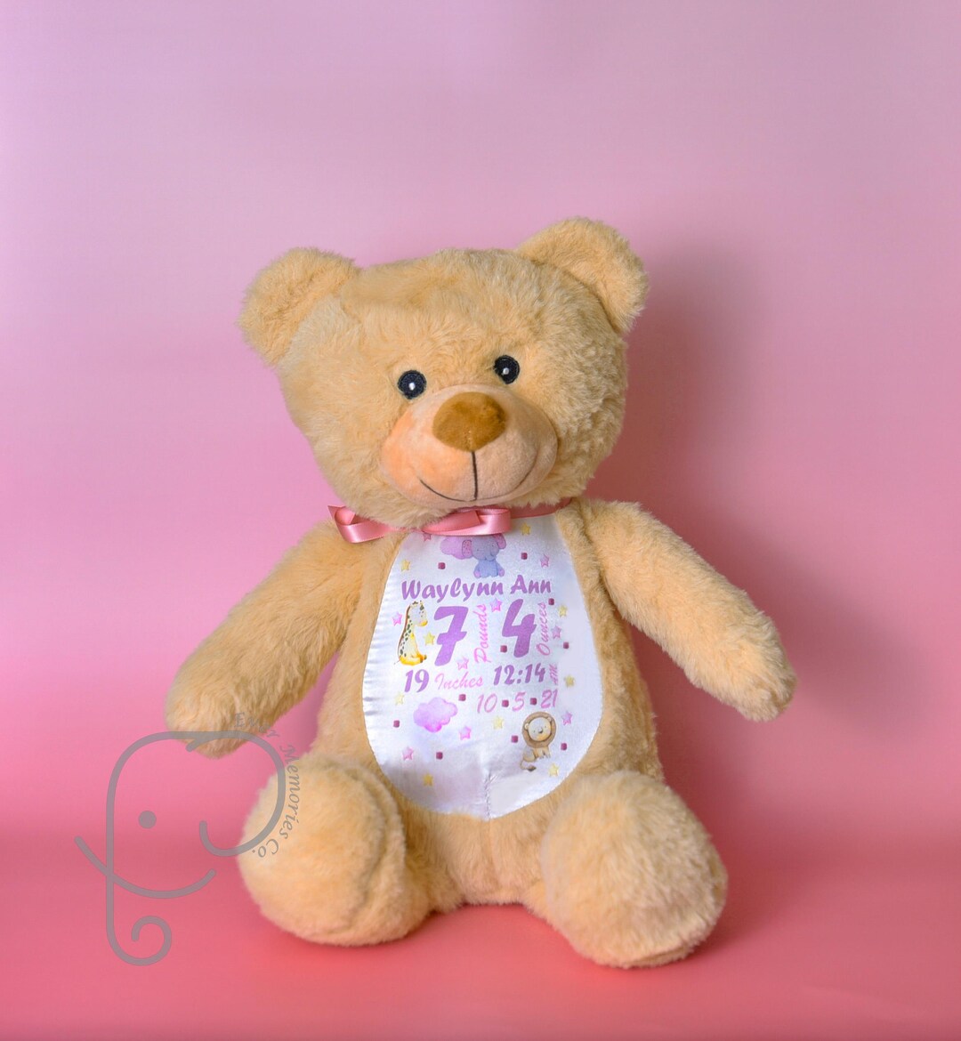 Baby Personalized Stuffed Teddy Bear, Baby Girl Gift, Birth ...