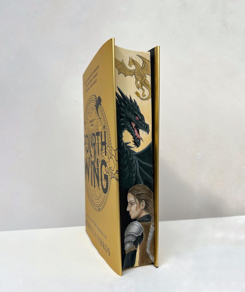 Fourth Wing Special Edition Hand Painted Fore Edge Book Rebecca Yarros ...