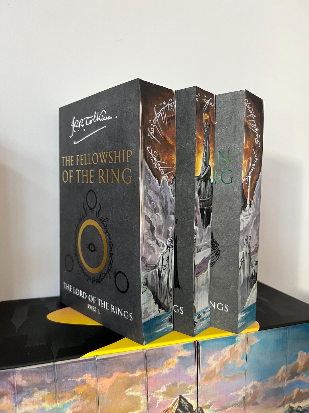 Lord of the Rings Custom Hand Painted Fore Edge LOTR Tolkien Book Set ...