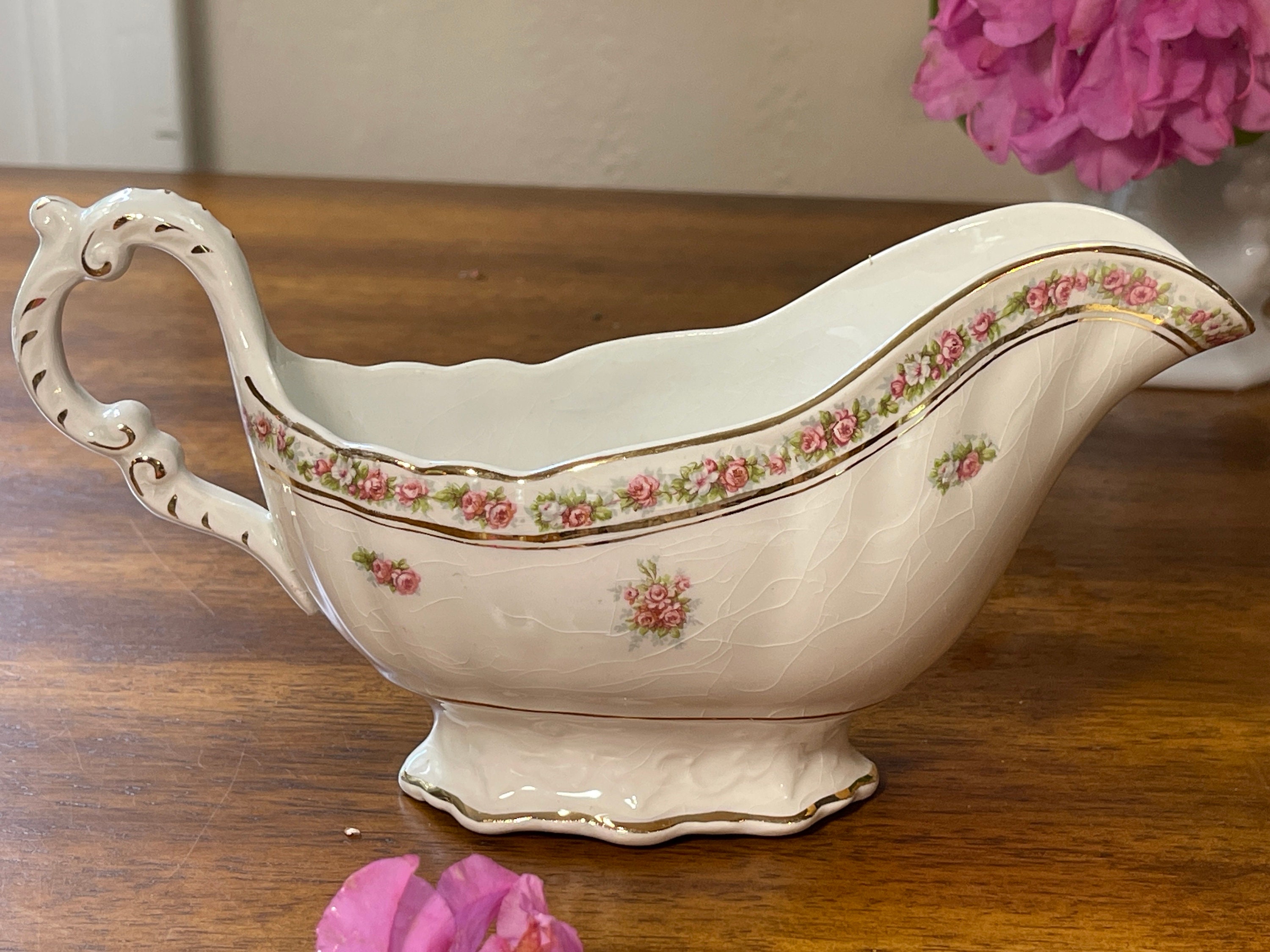 Set of 2 Antique Mercer China Semi-vitreous Dishes in Off-white, Pink ...