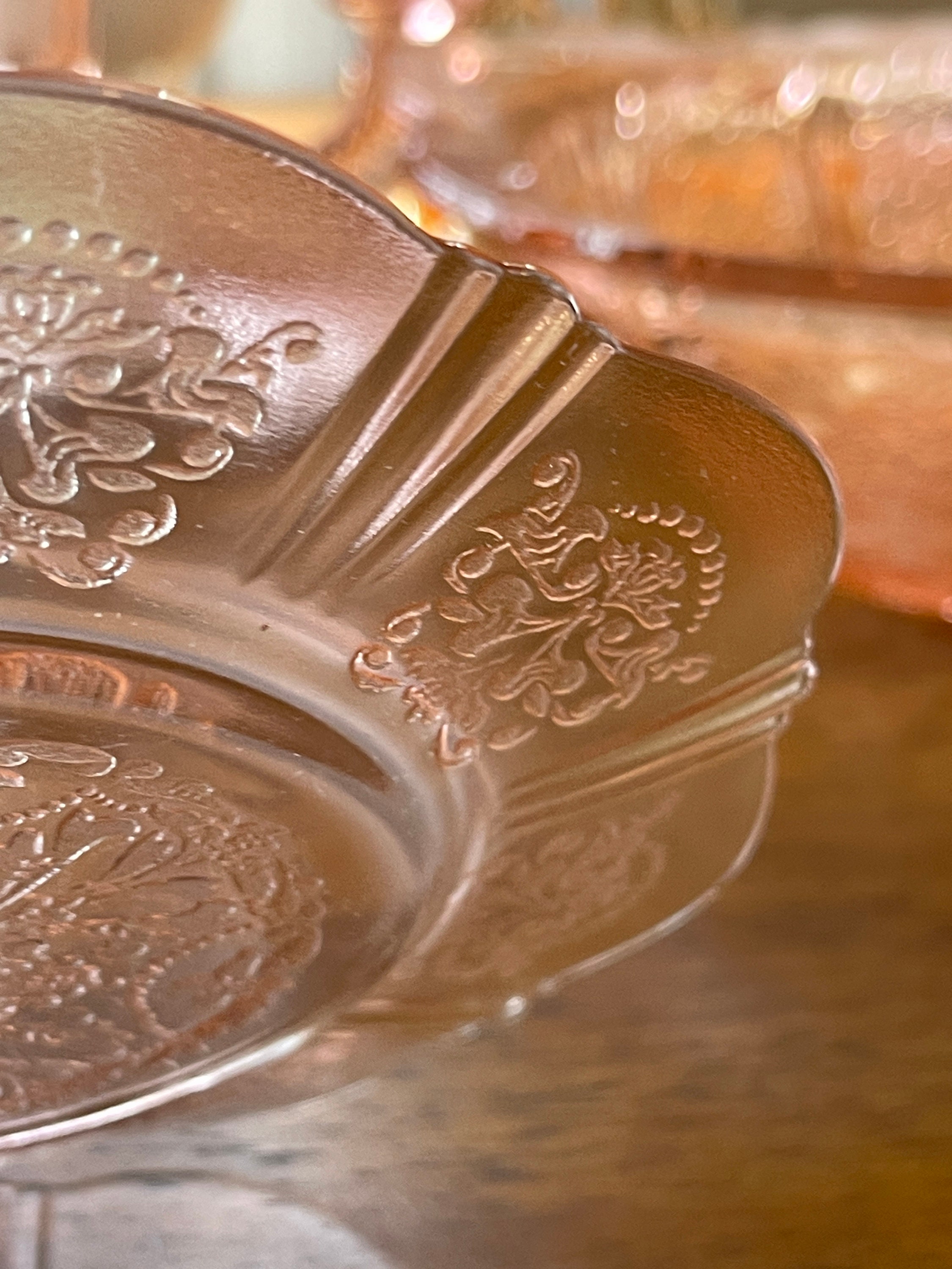 Set of 4 Pink Depression Glass Bread Plates or Salad Dishes. American ...