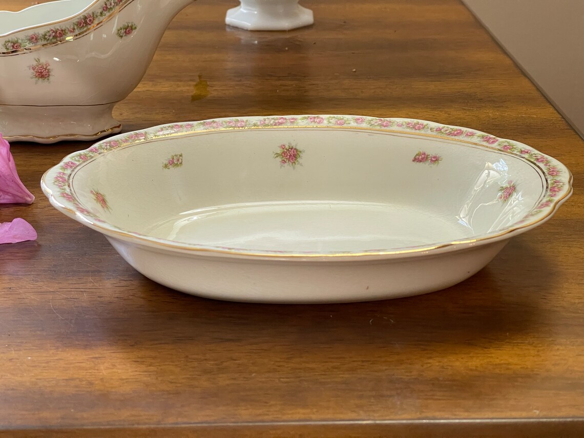 Set of 2 Antique Mercer China Semi-vitreous Dishes in Off-white, Pink ...