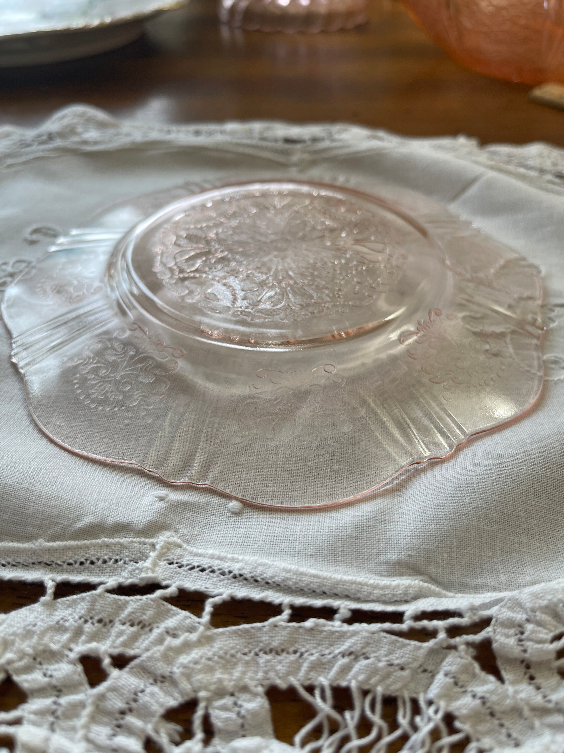 Set of 4 Pink Depression Glass Bread Plates or Salad Dishes. American ...