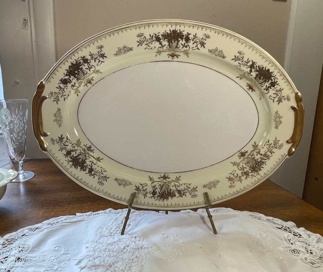 Vintage Bone China Serving Platter: 1950s STS Japan Gold Leaf Design - Etsy