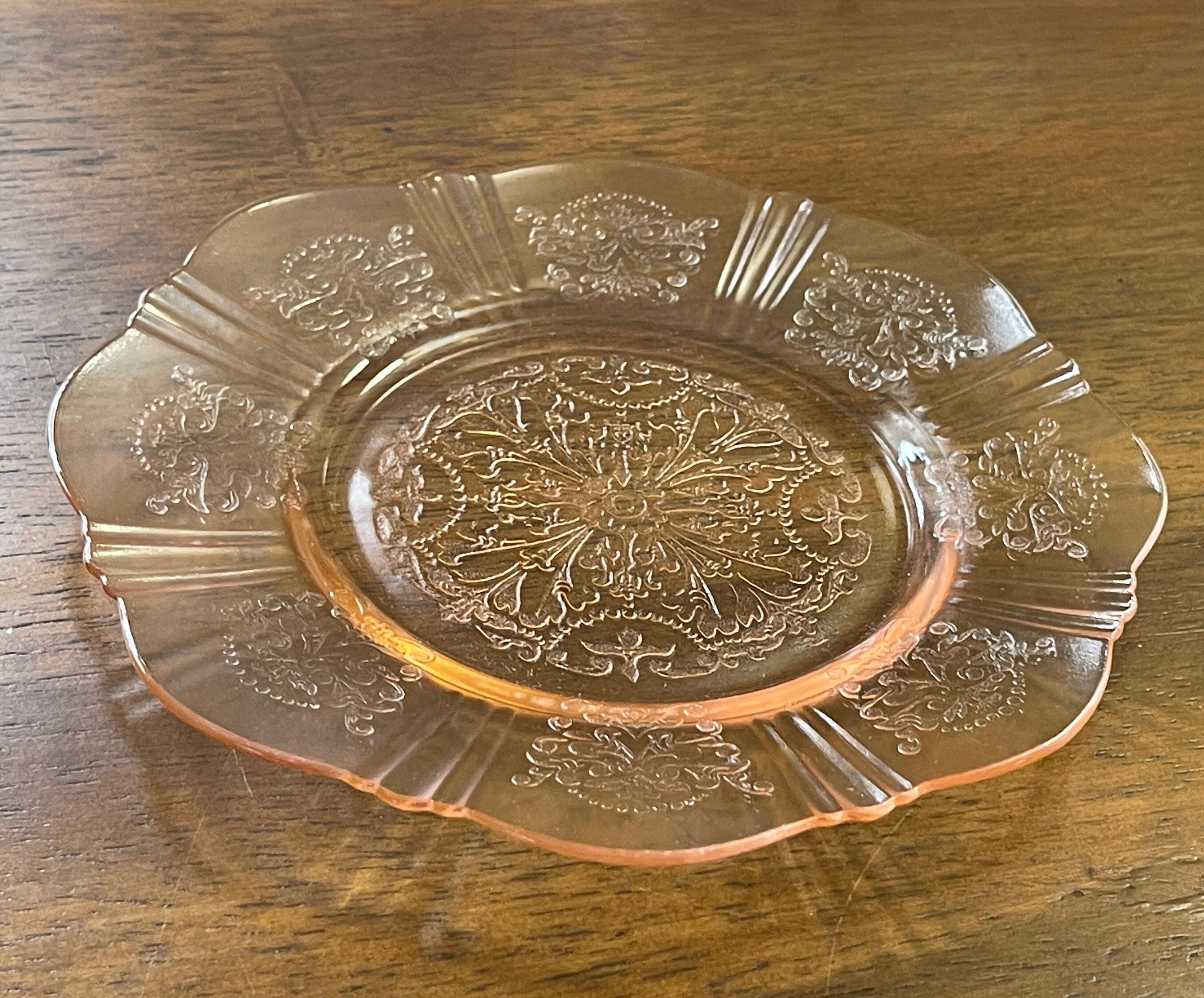 Set of 4 Pink Depression Glass Bread Plates or Salad Dishes. American ...