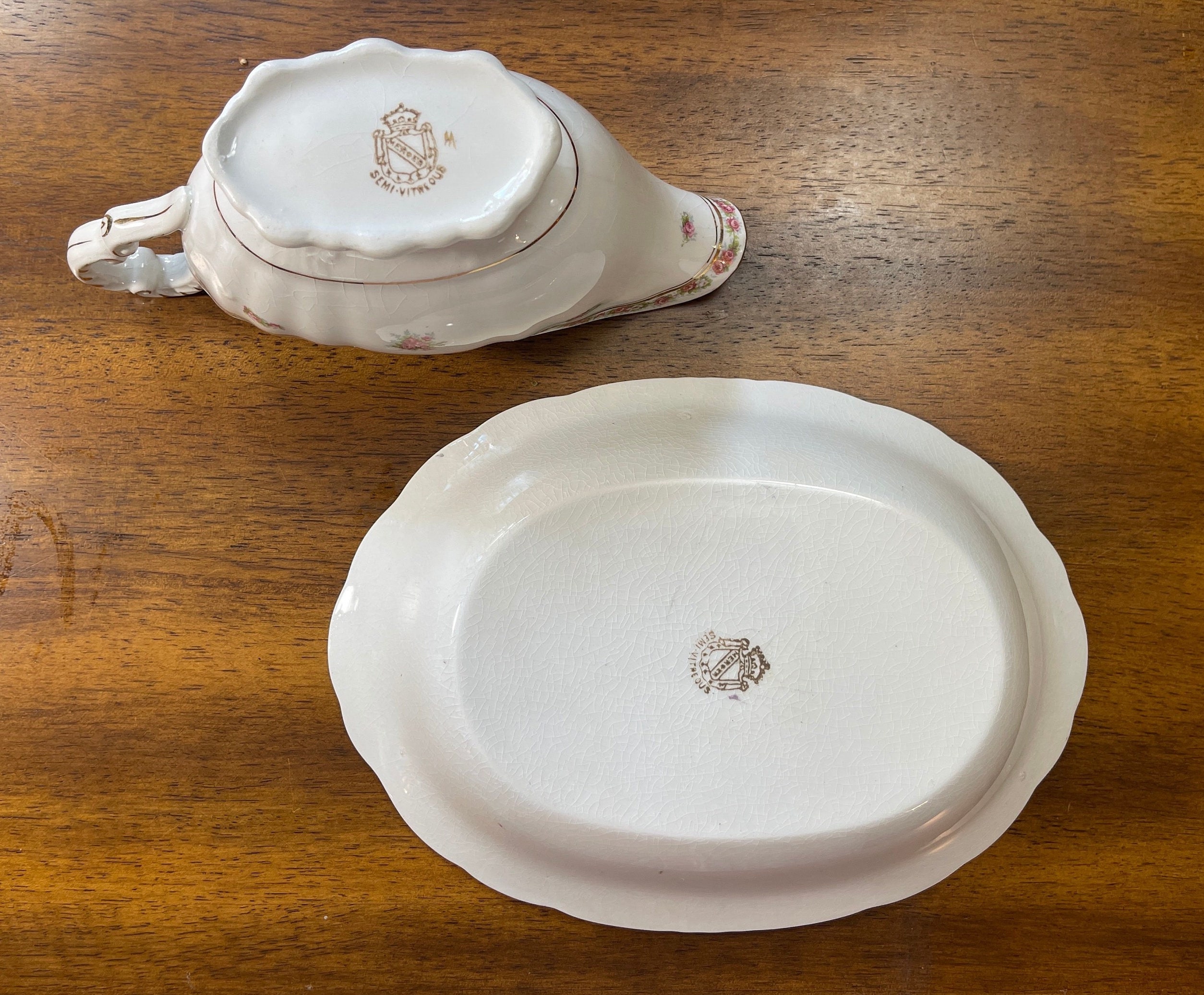 Set of 2 Antique Mercer China Semi-vitreous Dishes in Off-white, Pink ...