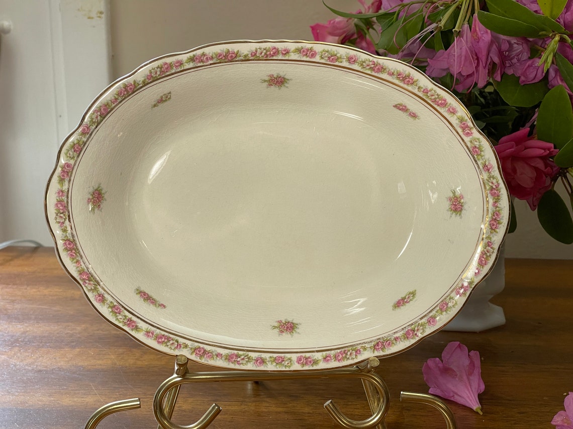Set of 2 Antique Mercer China Semi-vitreous Dishes in Off-white, Pink ...