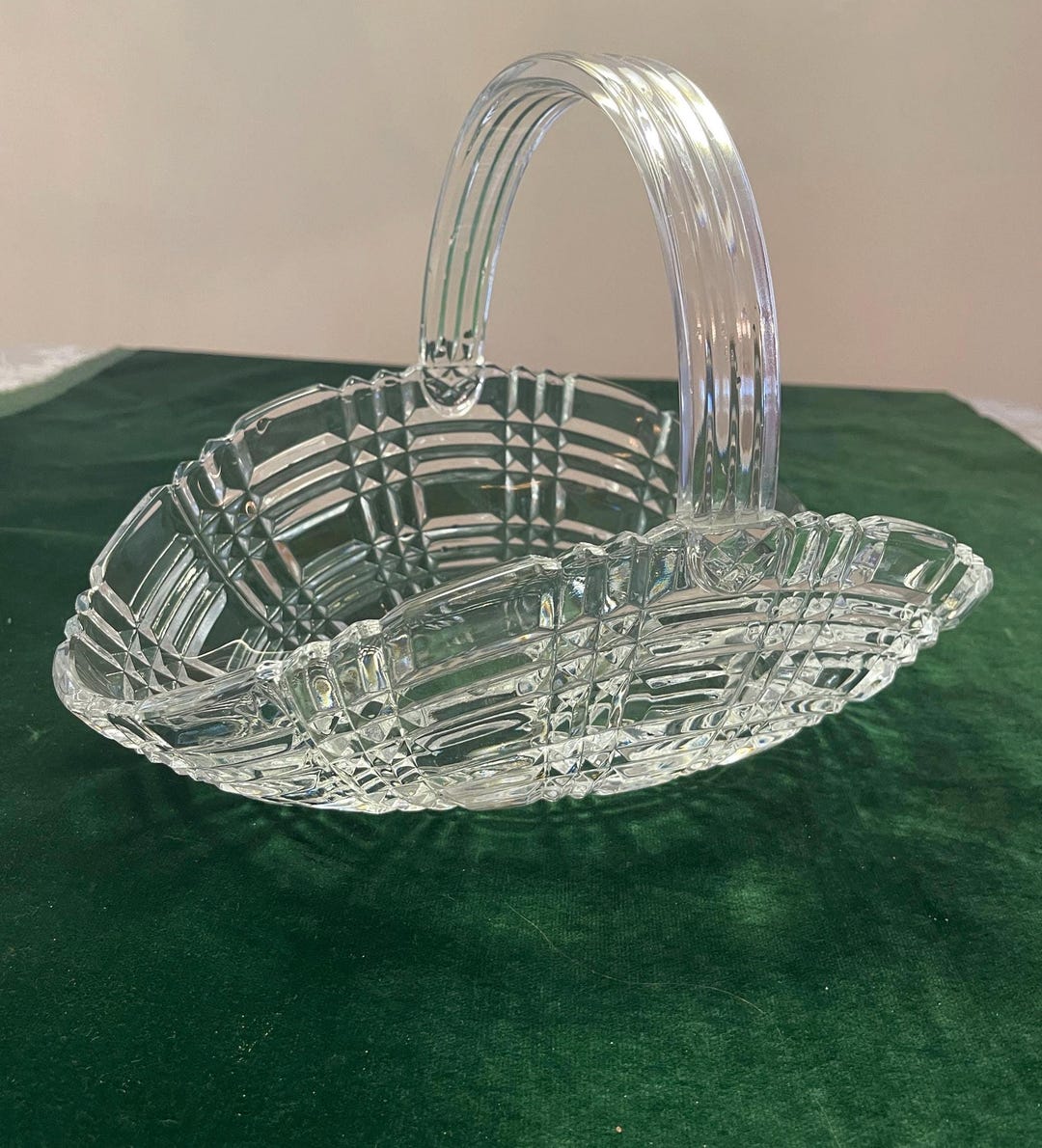 Vintage Large Shannon by Godinger Cut Glass Crystal Basket With Handle ...