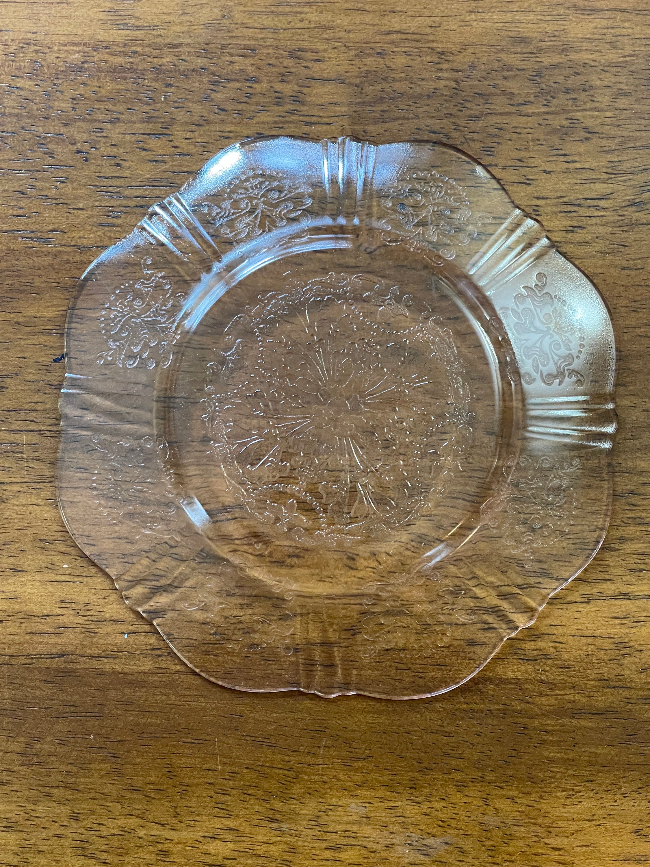 Set of 4 Pink Depression Glass Bread Plates or Salad Dishes. American ...