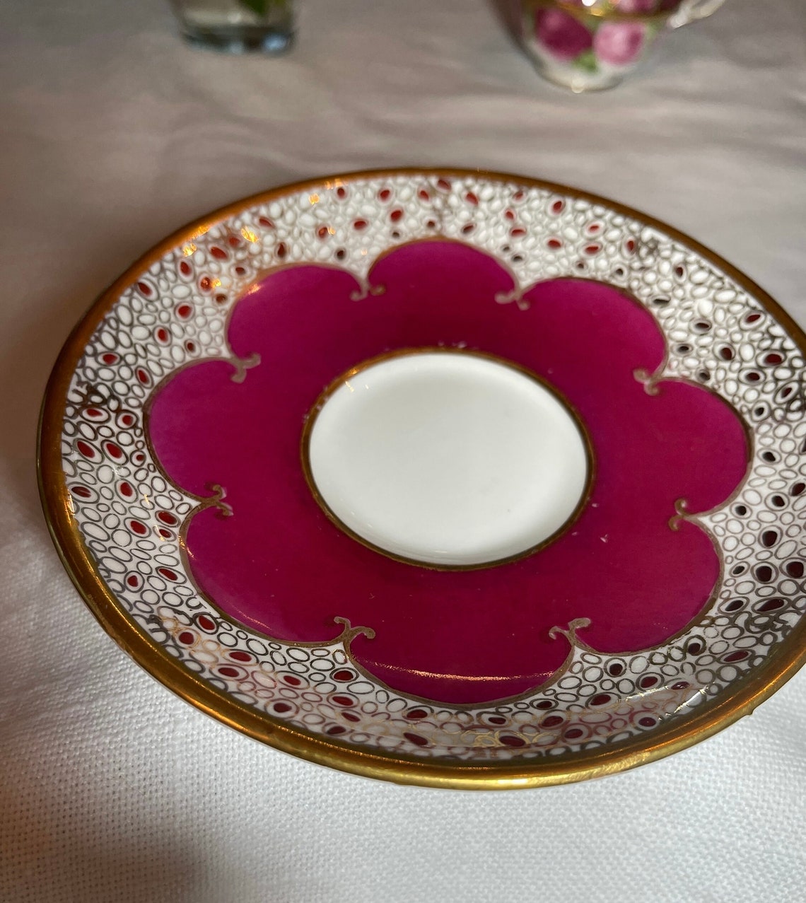 Vintage Royal Stafford Burgundy Red & Gold Handpainted Footed Teacup ...