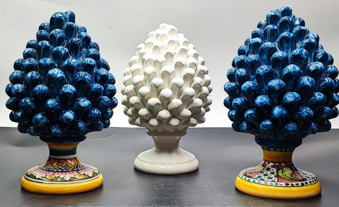 Handmade Sicilian Ceramic Pine Cone: Multicolour Italian Pottery Accent ...