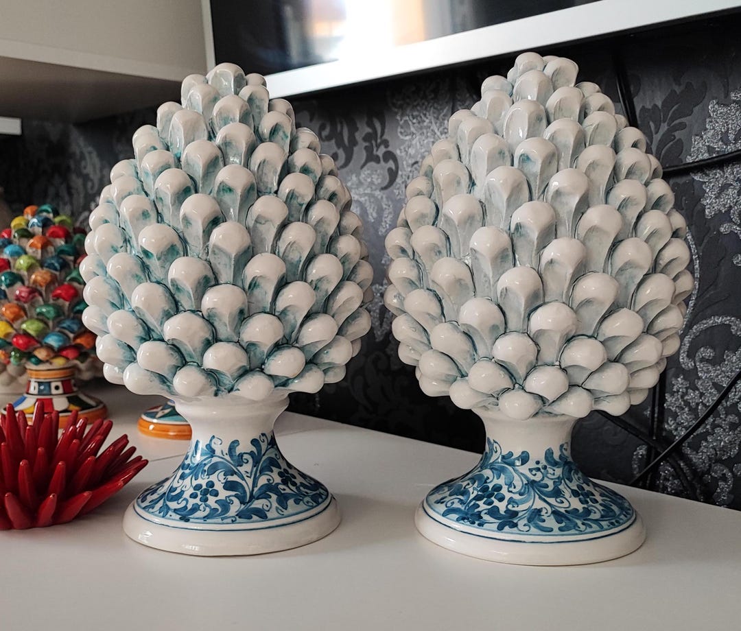 Handcrafted Sicilian Ceramic Pine Cone Stunning Mediterranean Art Piece ...