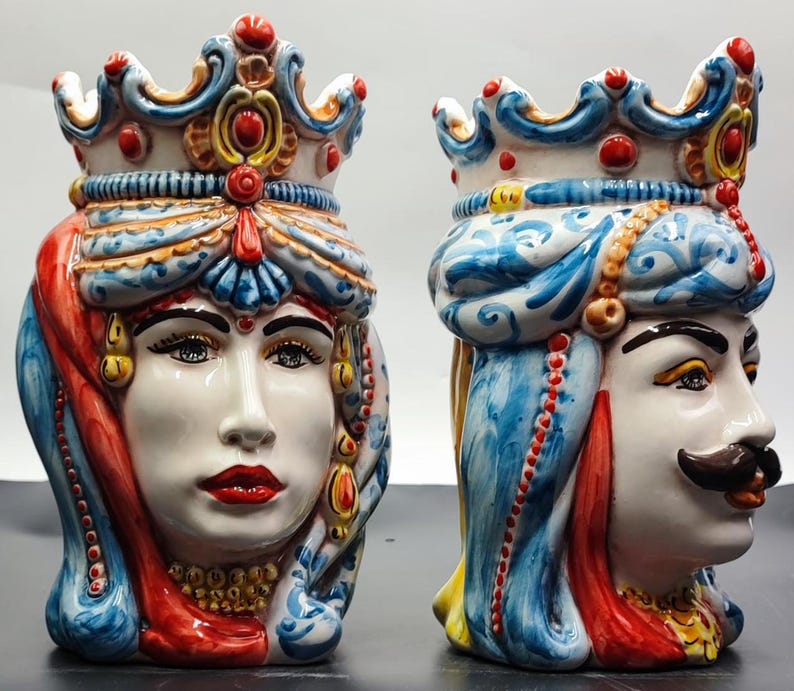 Ceramica Di Caltagirone Sicilian Moorish Heads - Handcrafted ...