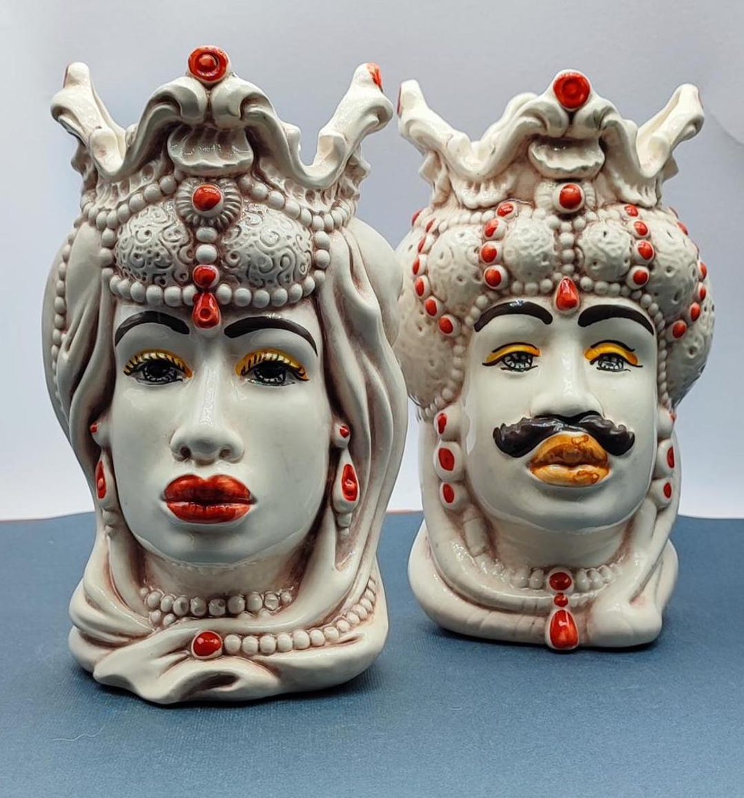Handcrafted Ceramica Di Caltagirone - Sicilian Moorish Heads - Unique Italian Pottery Sculpture ...