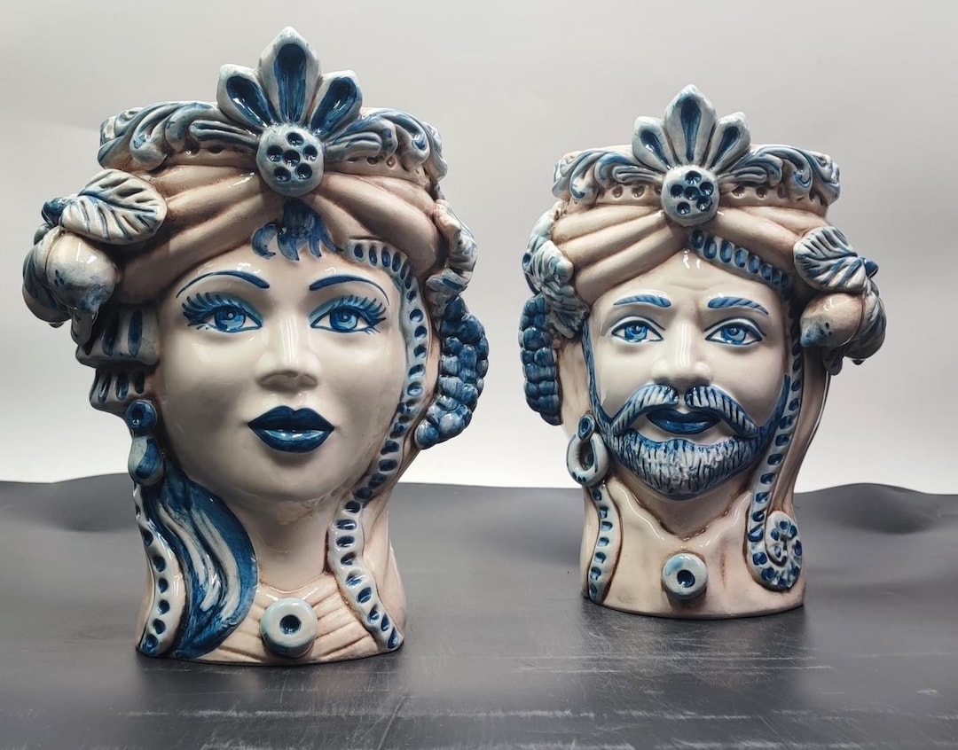 Handcrafted Sicilian Moorish Head Sculpture: Italian Pottery Decor - Etsy