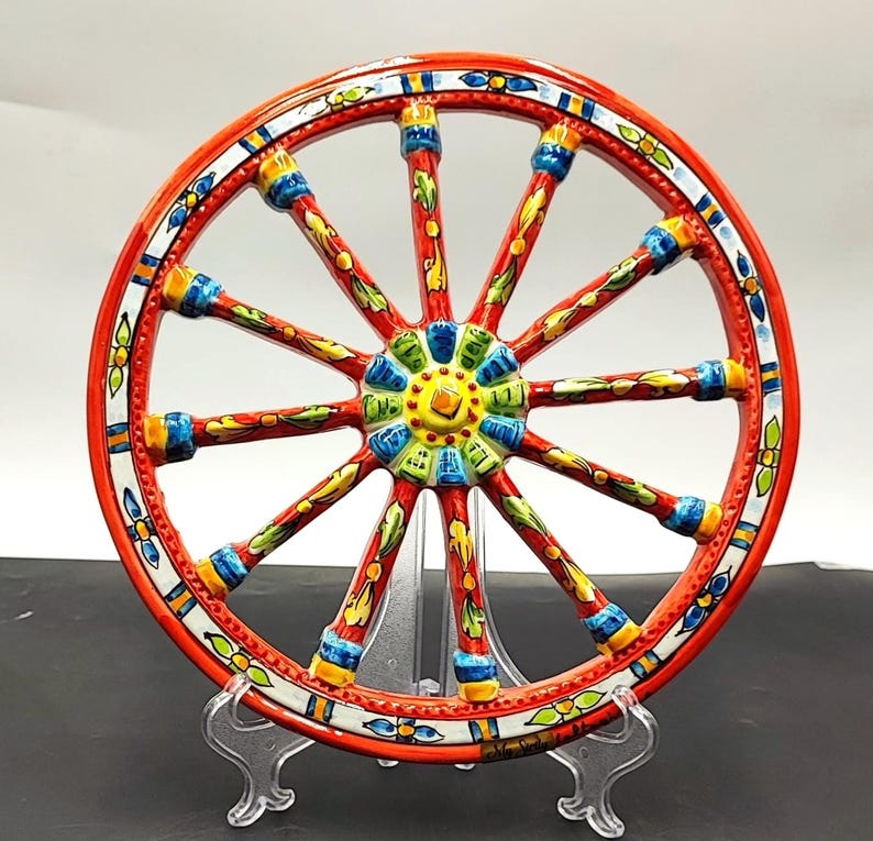 Handcrafted Ceramica Di Caltagirone Cart Wheel Decor - Etsy