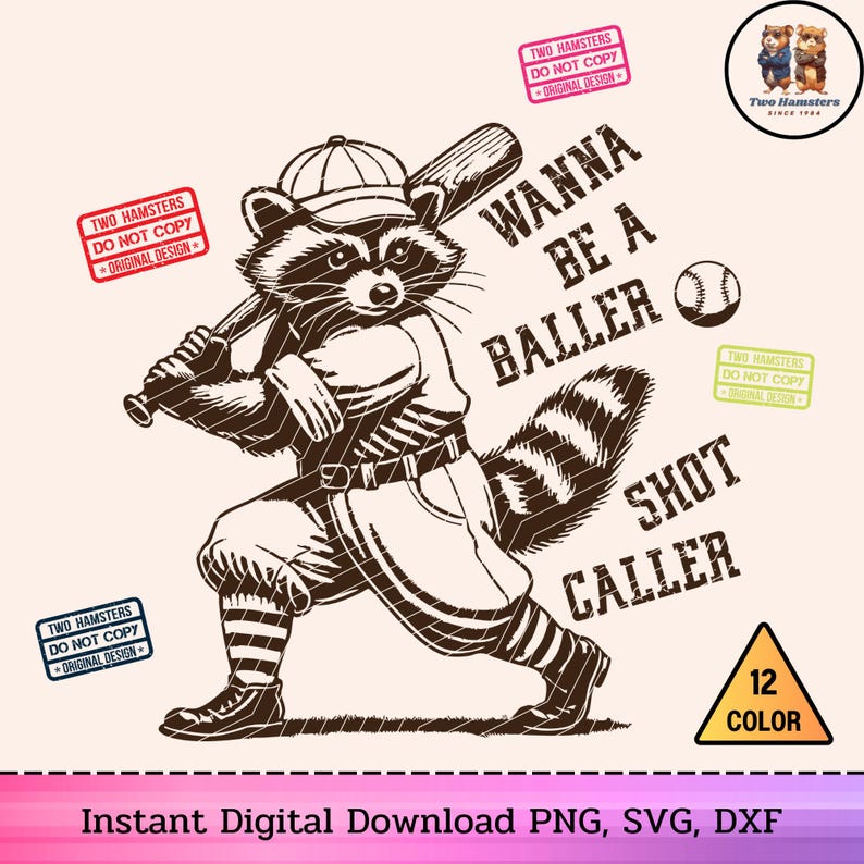 Raccoon Baseball Baller SVG: Funny Sports Illustration (digital ...