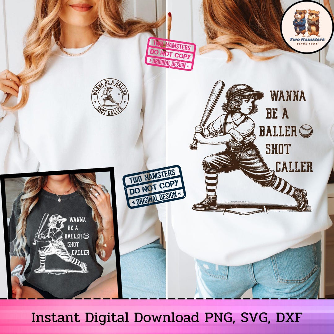 Vintage Baseball Girl Print: Baller Shot Caller SVG PNG (digital ...