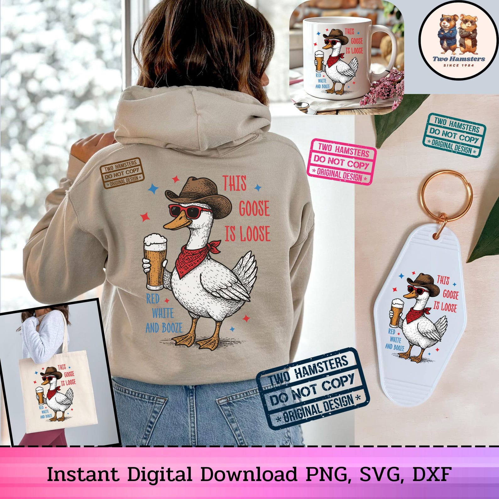 Silly Drunken Goose Illustration: SVG PNG DXF Cricut Print (digital ...