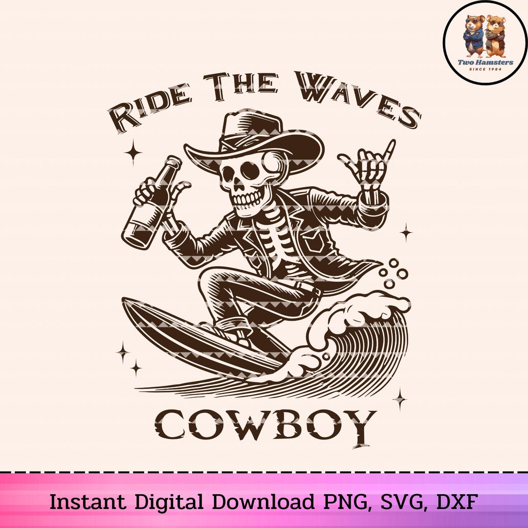 Cowboy Skeleton Surfing Art Print: Western Halloween (SVG PNG DXF) - Etsy