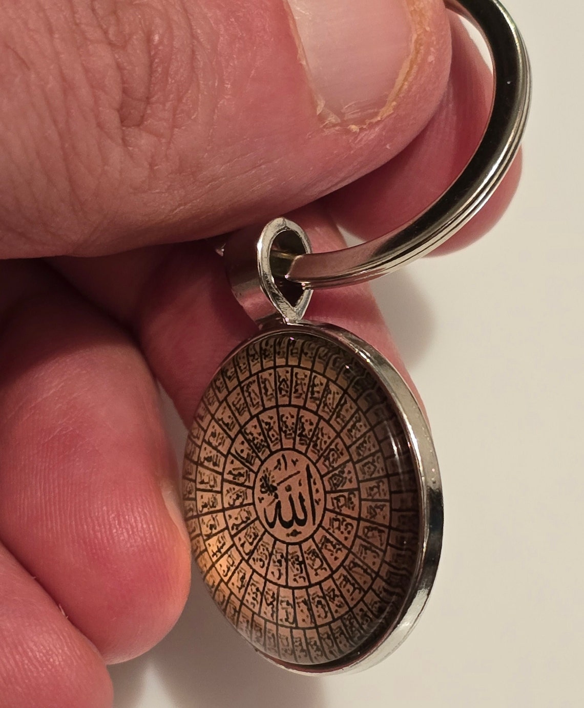 99 Names of Allah الله in Arabic Islamic Keychain Keyring Silver Colour ...