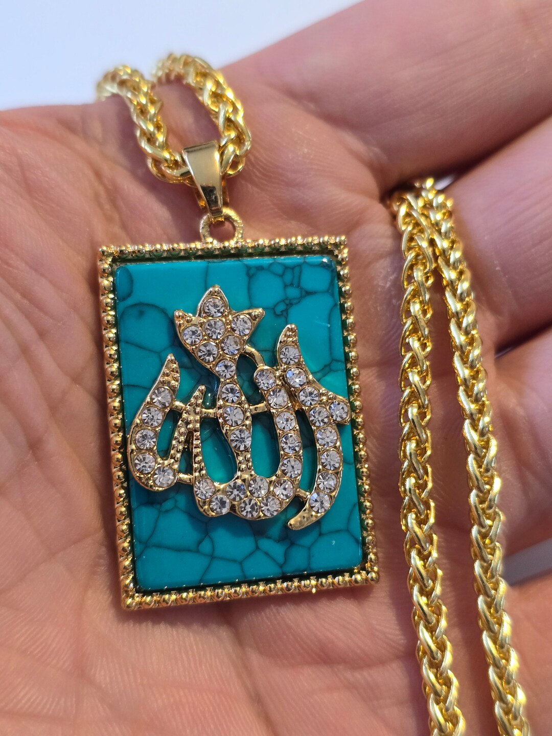 Allah الله Islamic 3D Diamante Pendant Necklace Unisex Muslim Jewellery ...