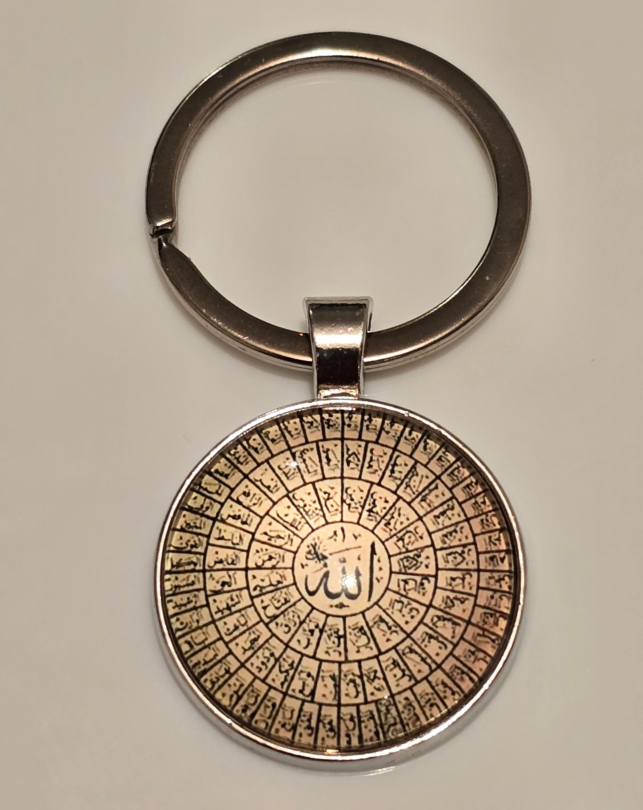 99 Names of Allah الله in Arabic Islamic Keychain Keyring Silver Colour ...