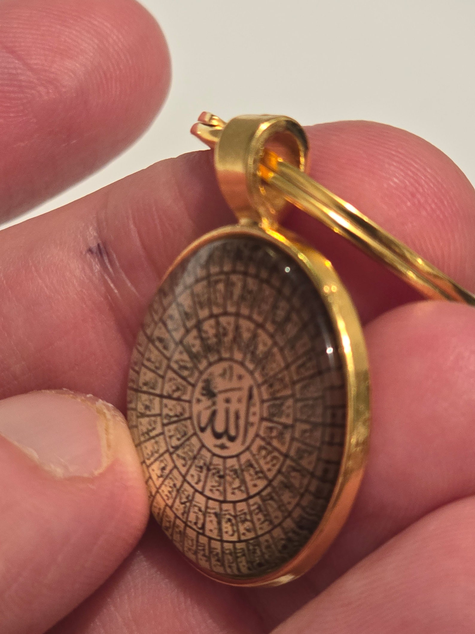 99 Names of Allah الله in Arabic Islamic Keychain Keyring Gold Colour ...