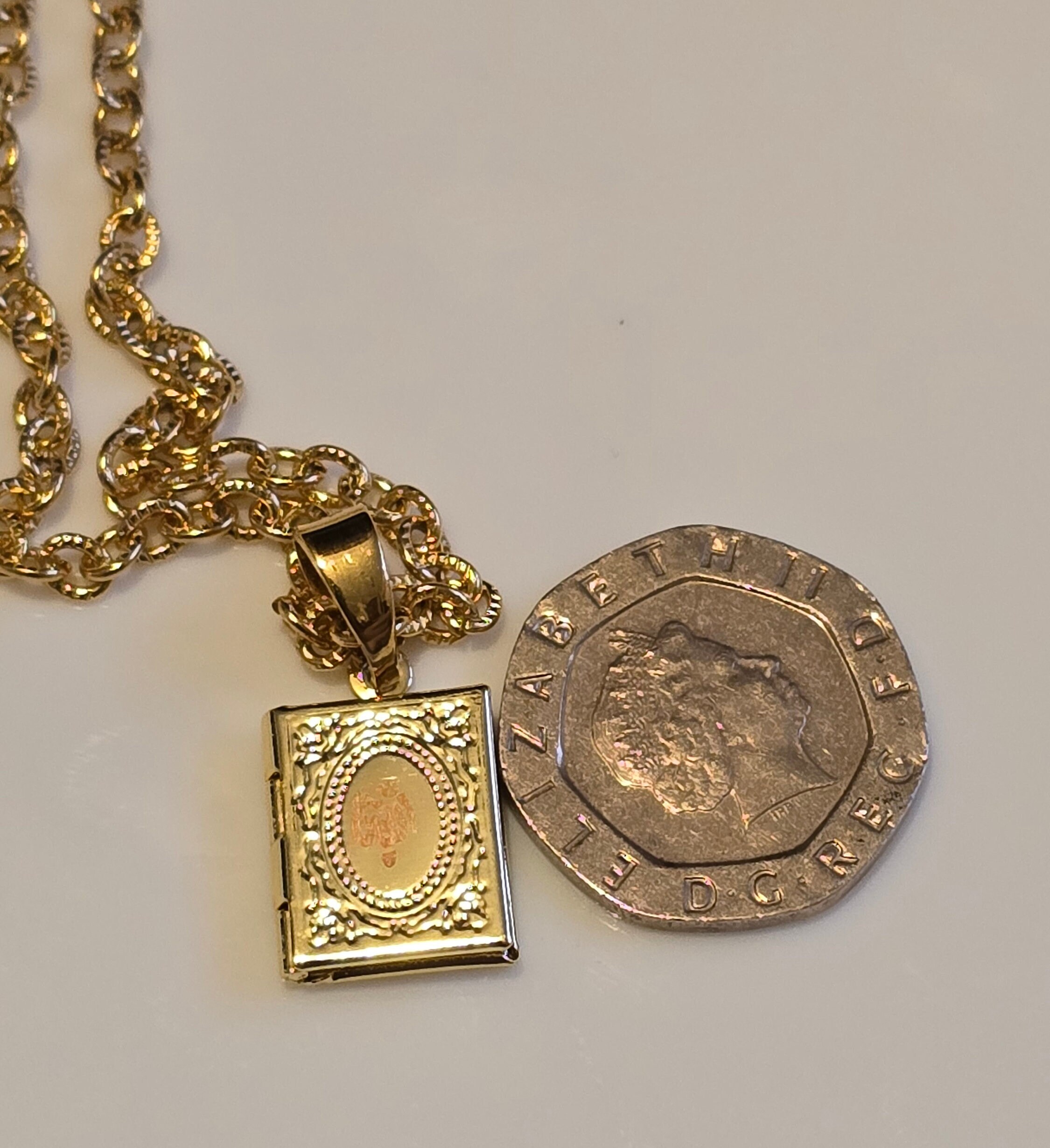 Allah الله Islamic Mini Locket Pendant Necklace Taweez Tawiz Style Gold ...